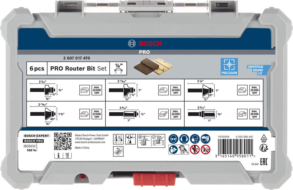 Set Mata Router PRO Trim and Edging, 6 buah - Bosch Professional